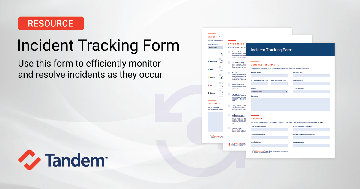 Tandem Incident Tracking Form | Template for Incident Response